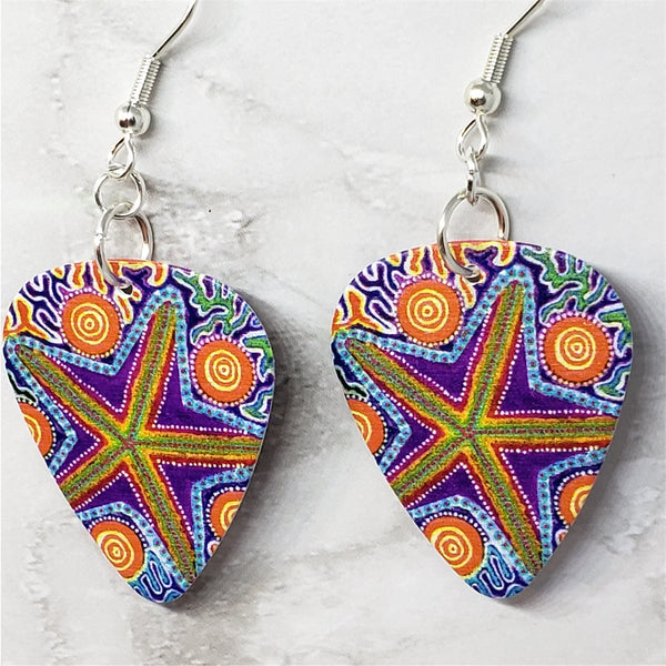 Australian Aboriginal Style Art Starfish Guitar Pick Earrings ...