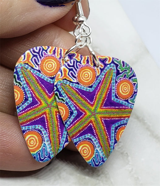 Australian Aboriginal Style Art Starfish Guitar Pick Earrings ...
